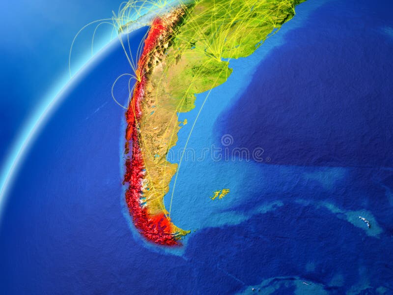 Chile on Earth with Network Stock Illustration - Illustration of earth ...