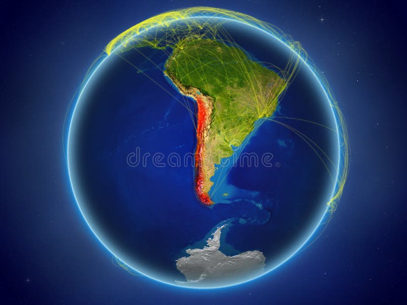 Chile on Earth with Networks Stock Illustration - Illustration of ...