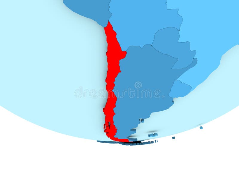 Chile en rojo en mapa azul stock de ilustración. Ilustración de ...