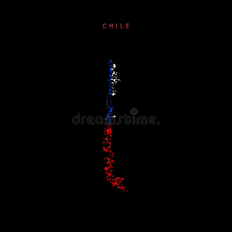 Chile Flag Map, Chaotic Particles Pattern in the Chilean Flag Colors ...