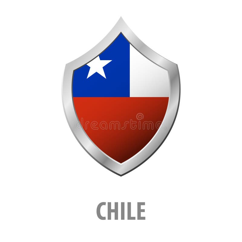 Chile Flag on Metal Shiny Shield Illustration. Stock Illustration ...