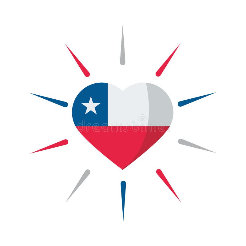 Chile flag shaped heart stock vector. Illustration of star - 232995895