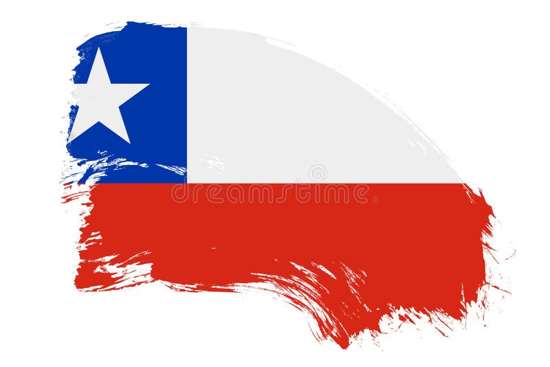 Chile Flag on White Background with Abstract Paint Brush Texture Effect ...