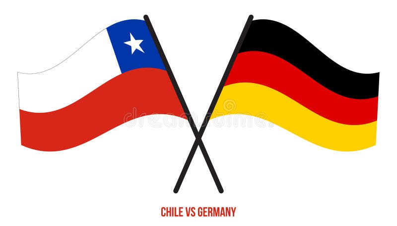 Chile and Germany Flags Together, Crumpled Paper Effect 3D Illustration ...