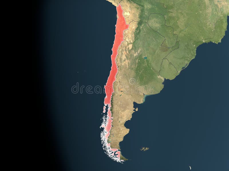 Chile Highlighted on Realistic Map Stock Illustration - Illustration of ...