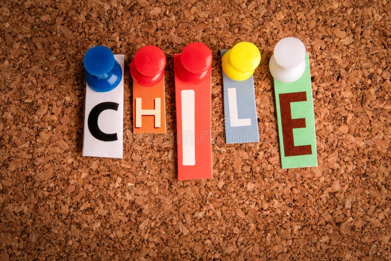 CHILE. Letters Pinned To a Cork Notice Board Stock Image - Image of ...