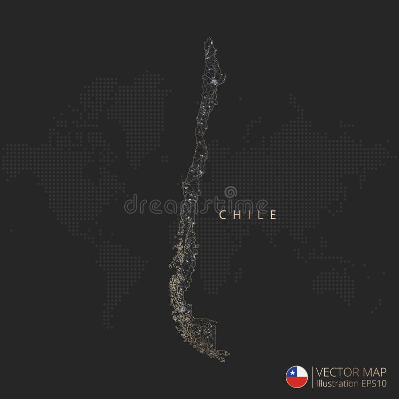 Chile Map Abstract Geometric Mesh Polygonal Light Concept with Black ...