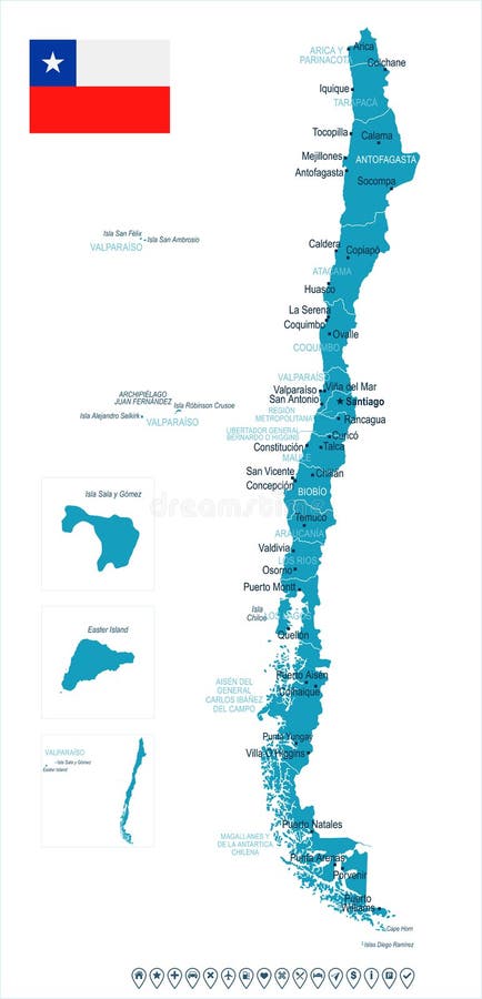 Chile - Mapa Y Bandera - Ejemplo Detallado Del Vector Stock de ...