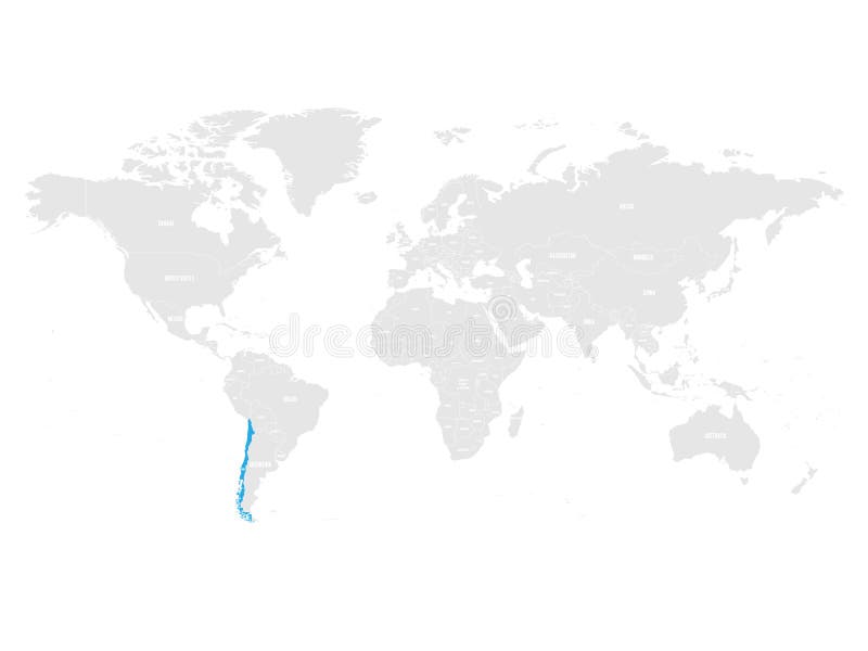 Chile Marked by Blue in Grey World Political Map. Vector Illustration ...
