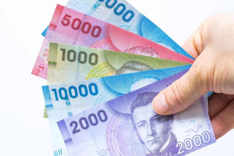 Chile Money, Banknotes, Pesos, Held in the Hand Stock Image - Image of ...