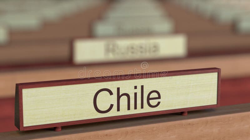 Chile Name Sign among Different Countries Plaques at International ...