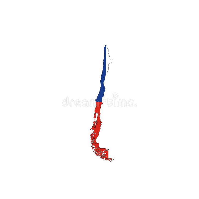 Chile National Flag in a Shape of Country Map Stock Vector ...