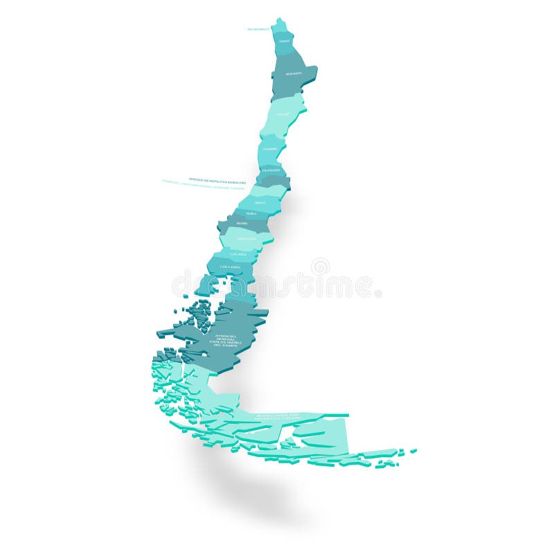Chile Political Map of Administrative Divisions Stock Illustration ...