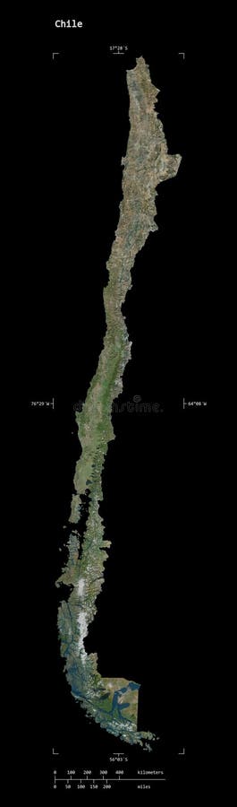 Chile Shape on Black. High-res Satellite Stock Illustration ...