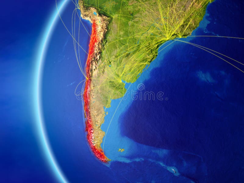Chile from Space with Network Stock Illustration - Illustration of ...