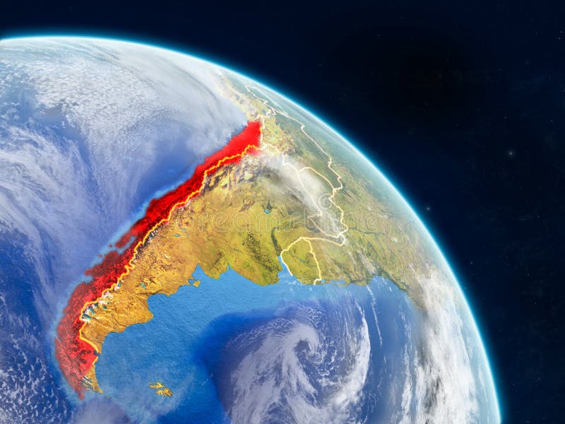 Chile from space stock illustration. Illustration of science - 130861893