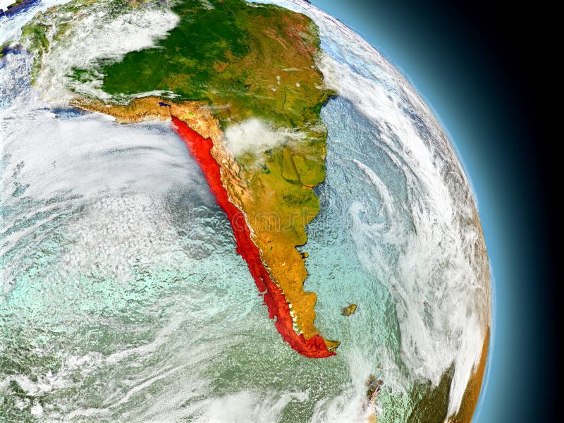 Chile from space stock illustration. Illustration of orbit - 91107562