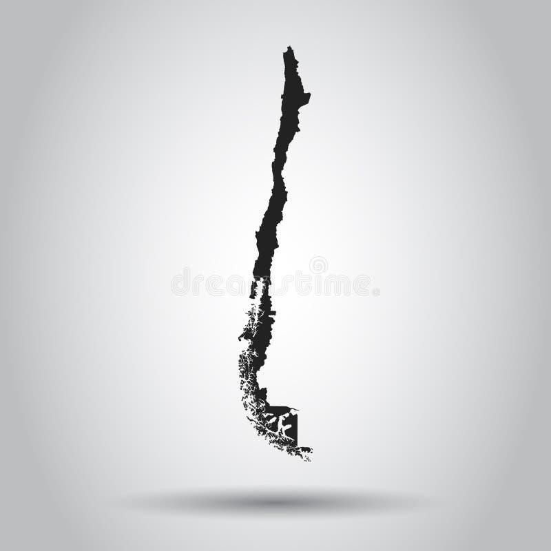 Chile Vector Map with Border Lines of Regions Using Dark Green Color on ...