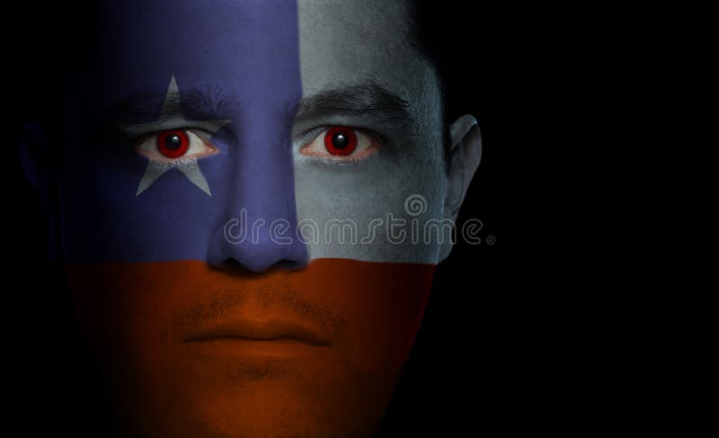 Chilean Flag - Male Face stock photo. Image of emotion - 3088454