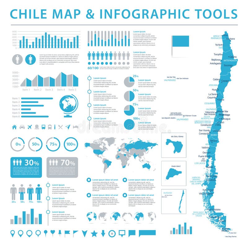 Chile Map - Info Graphic Vector Illustration Stock Illustration ...