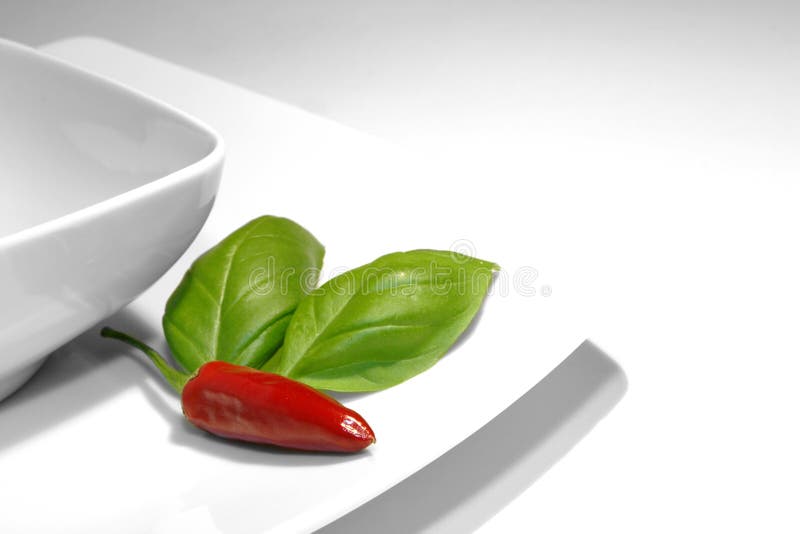 Chili and basil stock photo. Image of basil, sharply, dish - 1026272