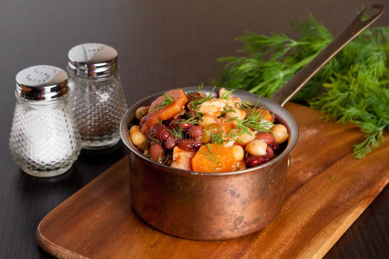Chili with Beans, Peas and Chicken, Close Up Stock Photo - Image of ...