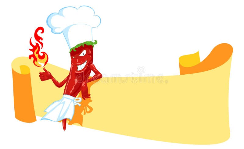 Chili chef and banner stock vector. Illustration of food - 13555384
