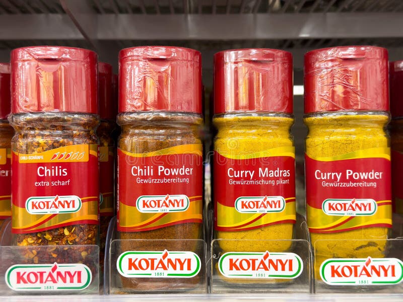 Chili and Curry Powder Assortment on Store Shelf Editorial Photo ...