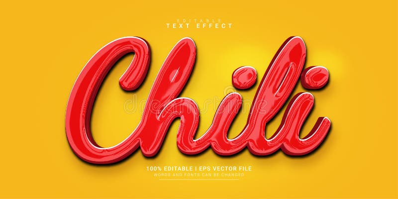 Chili 3d Text Style Effect Template Illustrations Stock Vector ...