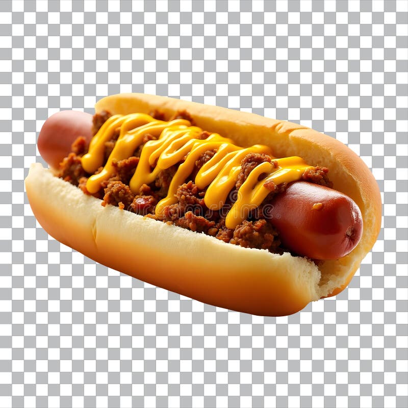 A Chili Dog with Cheese Isolated on Transparent Background Stock Image ...