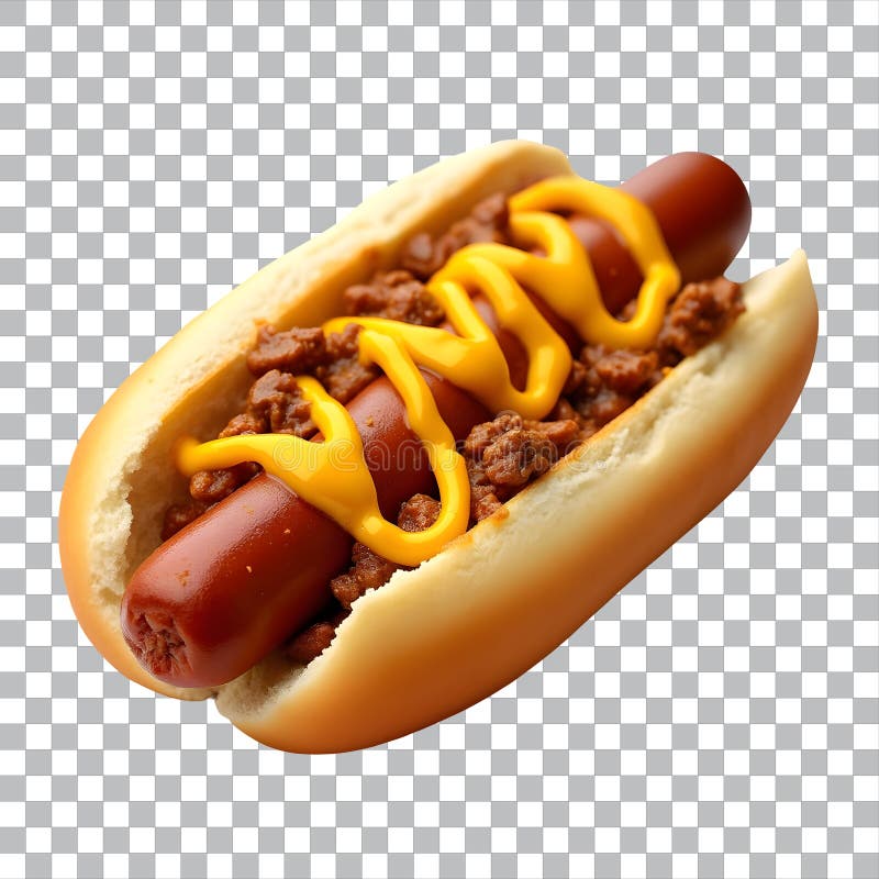 A Chili Dog with Cheese Isolated on Transparent Background Stock ...