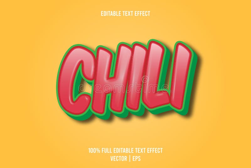 Chili Editable Text Effect 3 Dimension Emboss Cartoon Style Stock ...