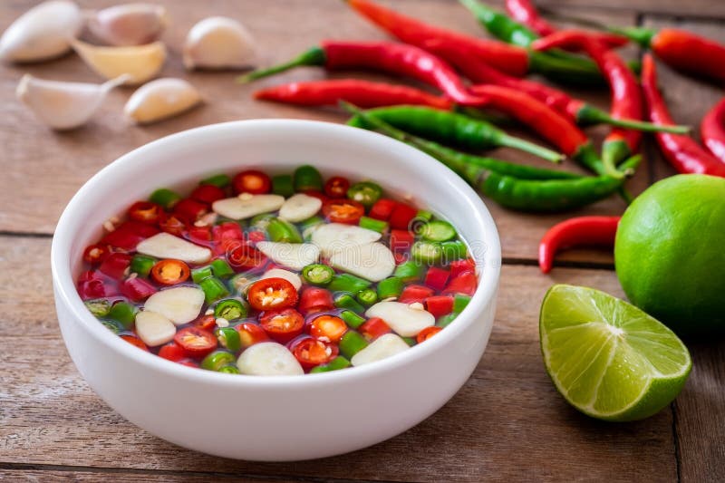 Chili with Fish Sauce in White Bowl Stock Image - Image of spicy ...