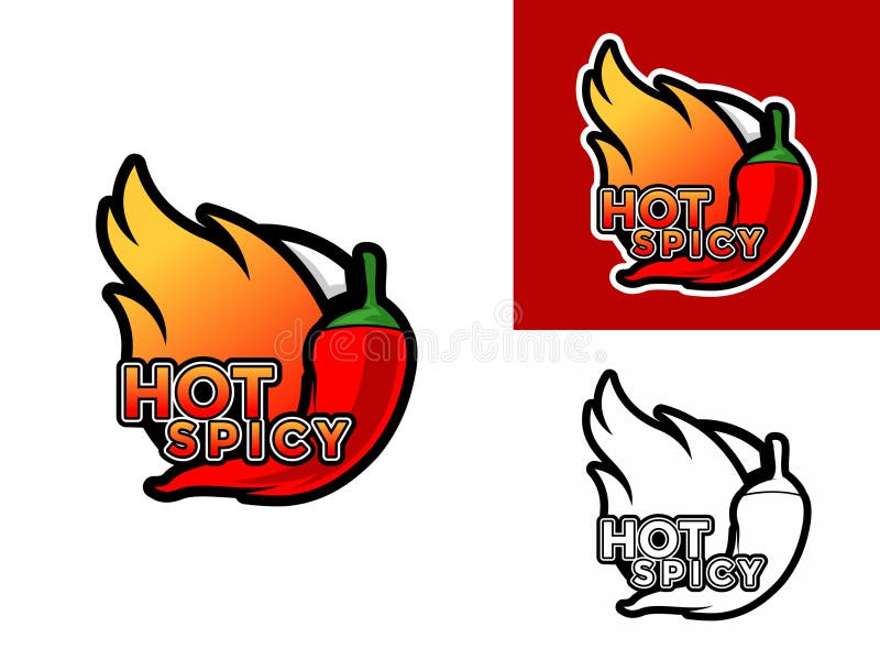Chili Hot Logo Design Vector, Red Hot Spicy Pepper with Flame or Fire ...