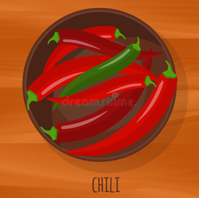 Chili Hot Pepper Flat Design Vector Icon. Stock Vector - Illustration ...