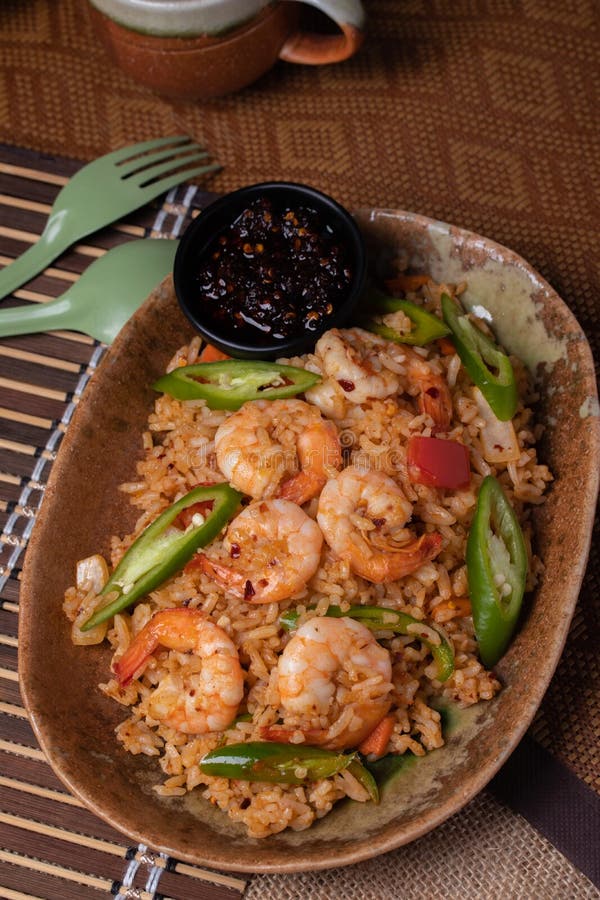 Chili Paste Fried Rice with Shrimp Stock Photo - Image of fried, food ...