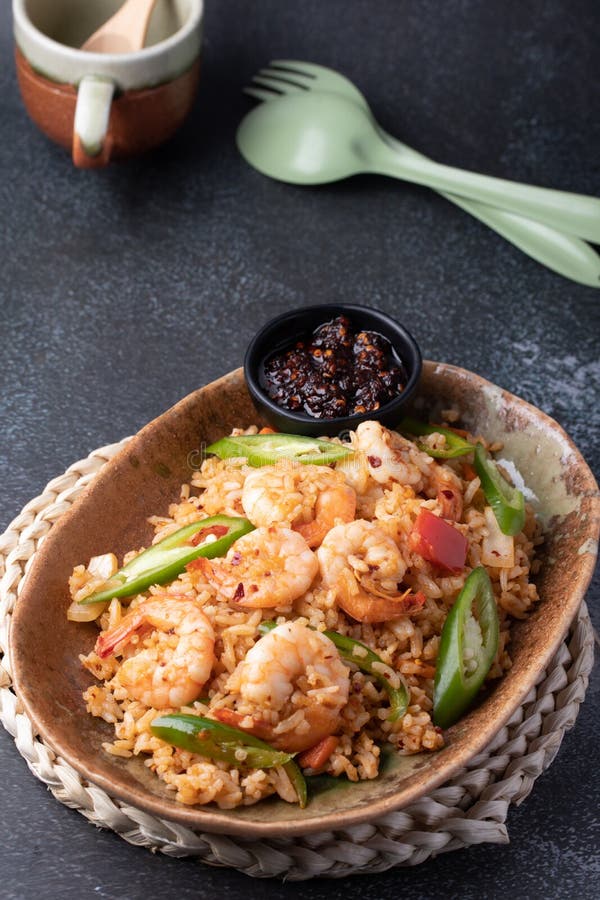 Chili Paste Fried Rice with Shrimp Stock Photo - Image of chili, paste ...