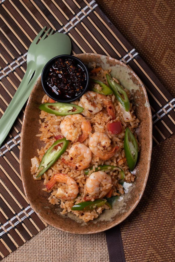 Chili Paste Fried Rice with Shrimp Stock Photo - Image of delicious ...