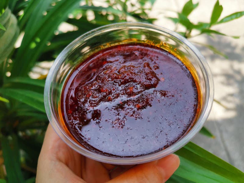 Chili Paste in a Plastic Cup. Thai Dips are Sweet and Spicy Stock Image ...