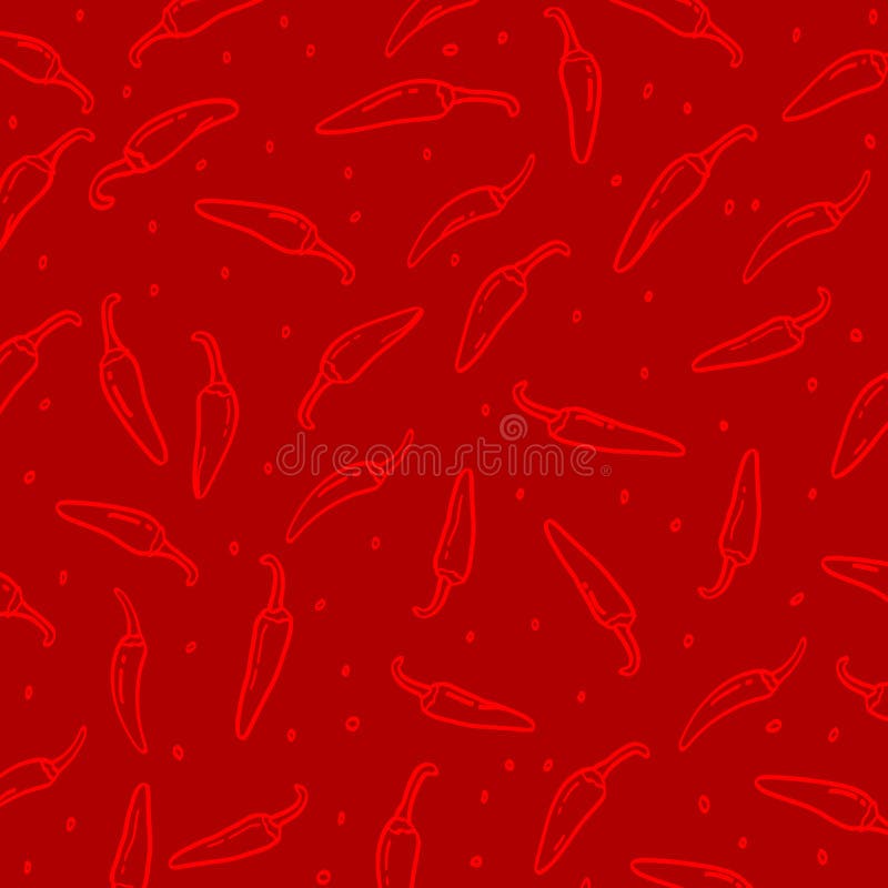 Chili Pattern Seamless Doodle Drawing Illustration Vector Background ...