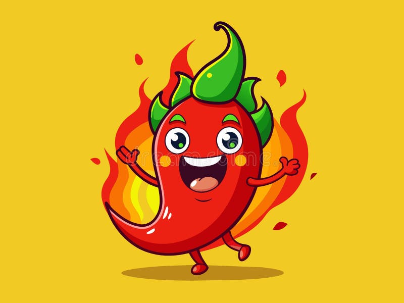 Chili Pepper with a Cartoon Face. Illustration Stock Illustration ...