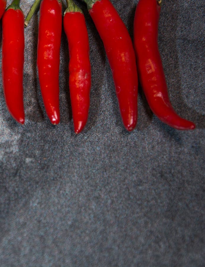 Chili Pepper, Different Types and Colors, with Copy-space, on Gray ...