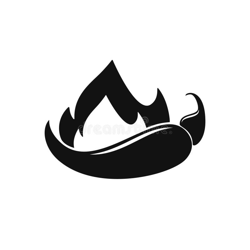 Chili Pepper with Fire. Black and White Logo Vector Template ...