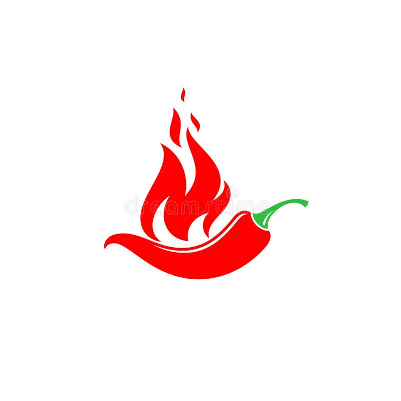 Red Chili Pepper with Fire. Logo Stock Vector - Illustration of icon ...