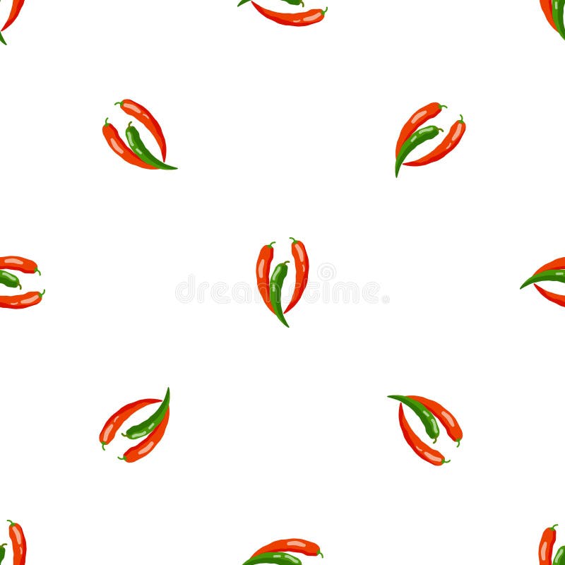 Chili Pepper Pattern Seamless Vector Stock Vector - Illustration of ...