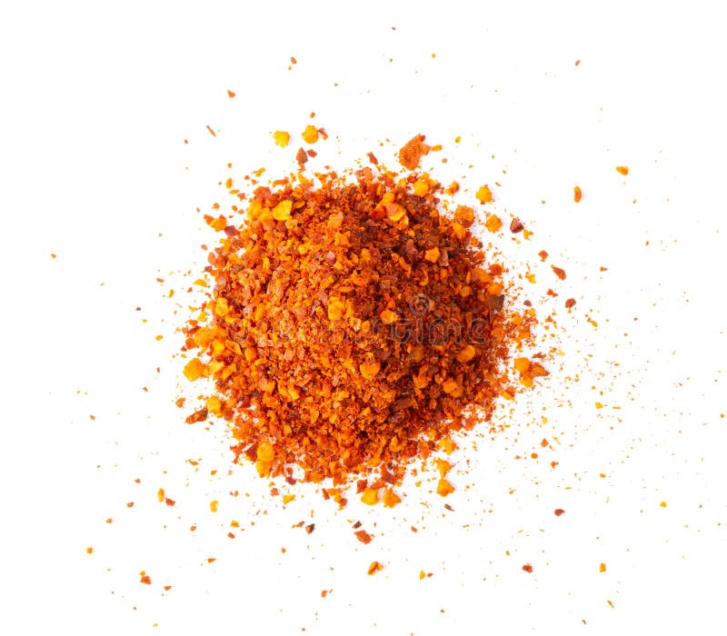 Chili Pepper Powder on White Background. Top View Stock Photo - Image ...