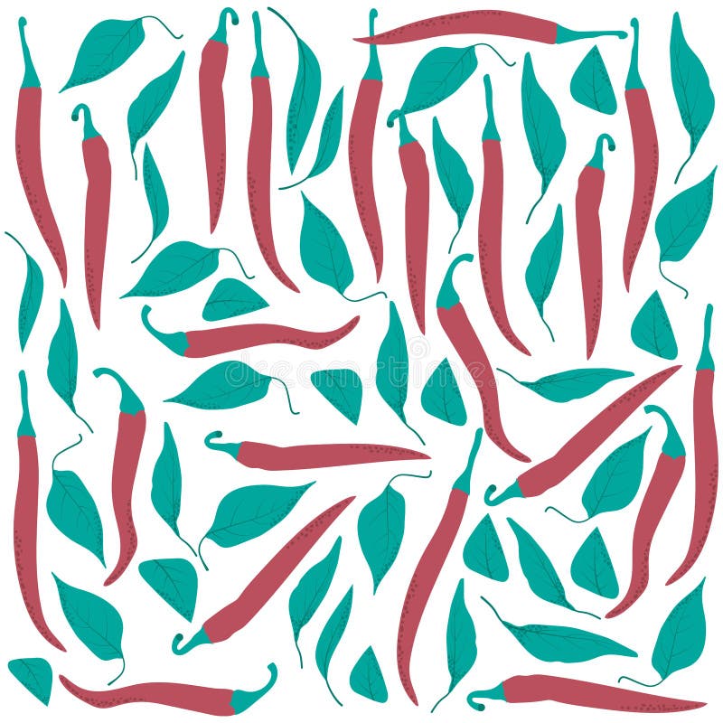 Chili Pepper Print Pattern Background in Flat Design for Kitchen ...