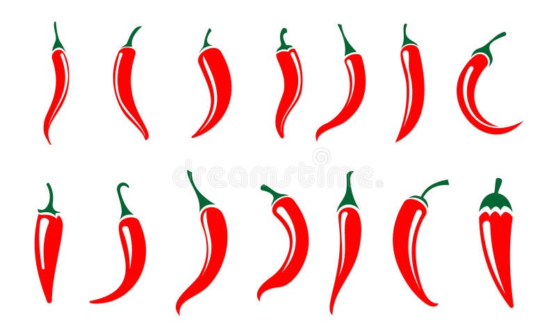 Chili Pepper Vector Icons ,Red Hot Chilli Stock Vector - Illustration ...
