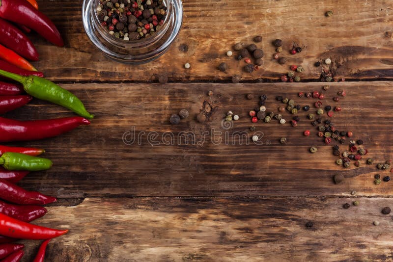 Chili Pepper on Wooden Table Stock Photo - Image of culture, natural ...