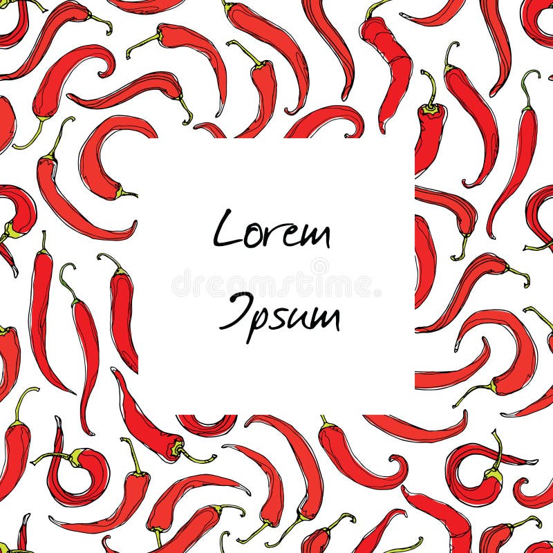 Chili Peppers Card Template Stock Vector - Illustration of outline ...